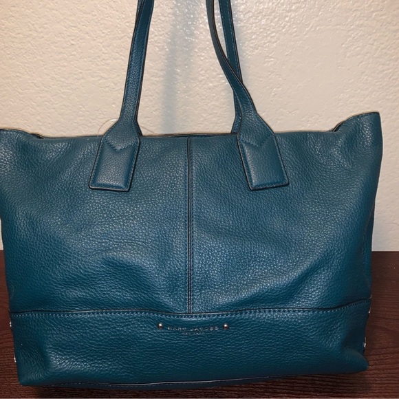 Marc Jacobs | Bags | Marc Jacobs Large Teal Jewel Tone Leather Tote Bag ...